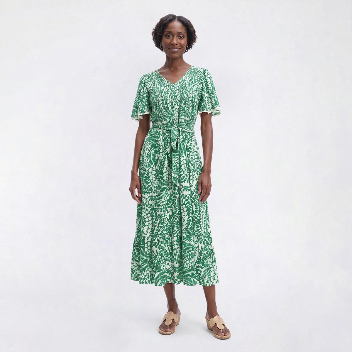 Click here for Womens Luxology Flutter Sleeve Vine Tie Waist A-Li... prices